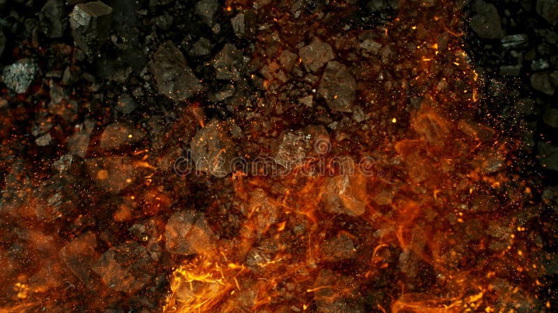 Burning Coal with Fire, Top View Shot Stock Image - Image of pattern ...
