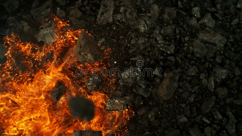 Burning Coal with Fire, Top View Shot Stock Photo - Image of gray ...