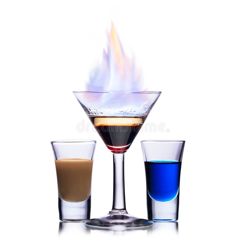 Burning cocktail stock photo. Image of fire, glass, flame - 45490270