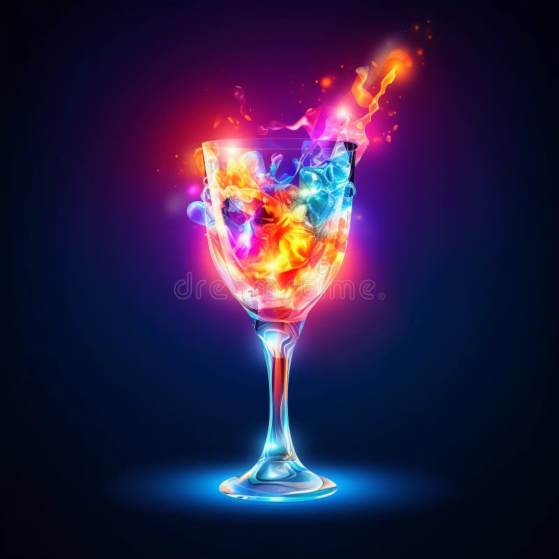 Burning Cocktail Hyperrealistic Stock Illustration - Illustration of ...