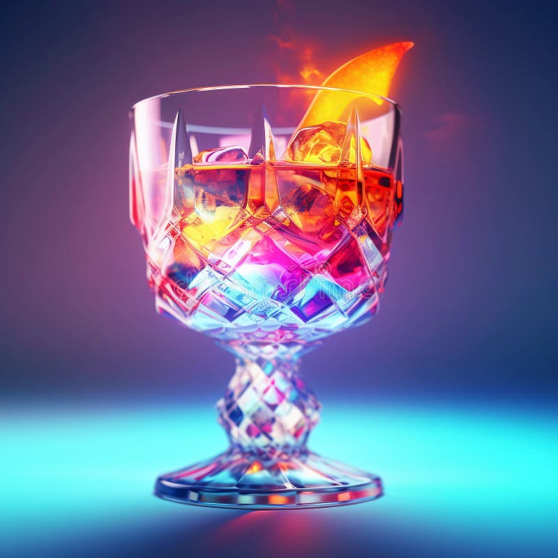 Burning Cocktail Hyperrealistic Stock Illustration - Illustration of ...