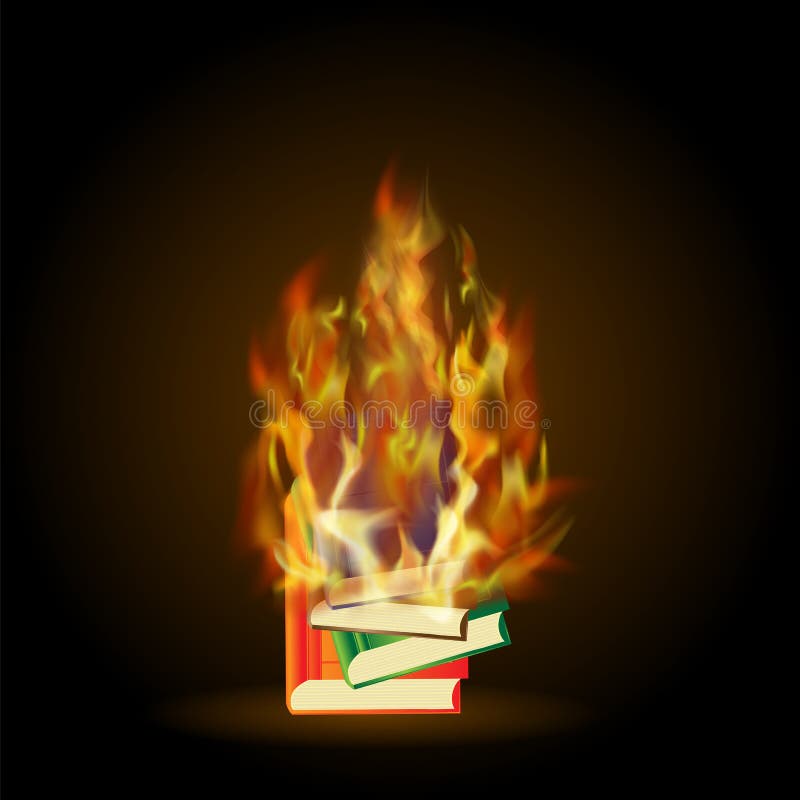 Burning Colored Books with Fire Flame Stock Vector - Illustration of ...