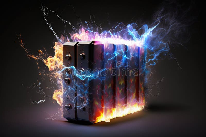 Burning Computer Case on a Dark Background Stock Illustration ...