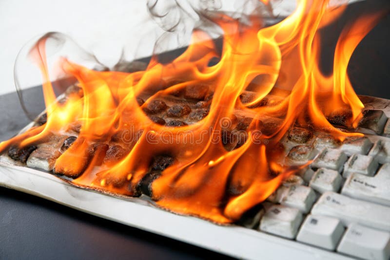 Burning computer case stock photo. Image of business, computer - 9344738