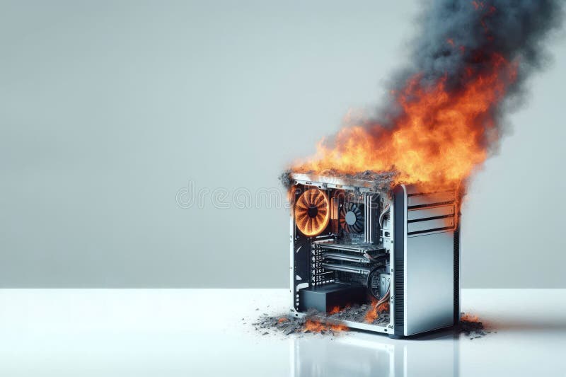 A Burning Computer System Unit. Space for Text. Stock Photo - Image of ...