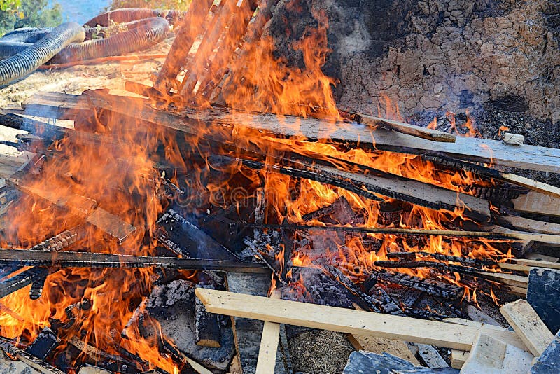Burning Debris On The Slopes Of The Mountains In The Jungles Of Stock ...