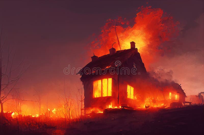 A Burning Cottage Illustration, Hot Fire Around, Ai Generated Image ...