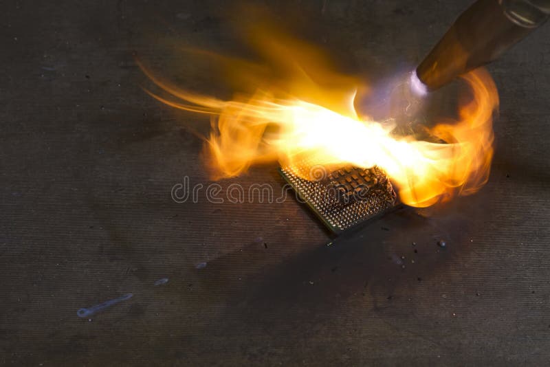 Burning cpu stock image. Image of hard, circuit, blowpipe - 21106007