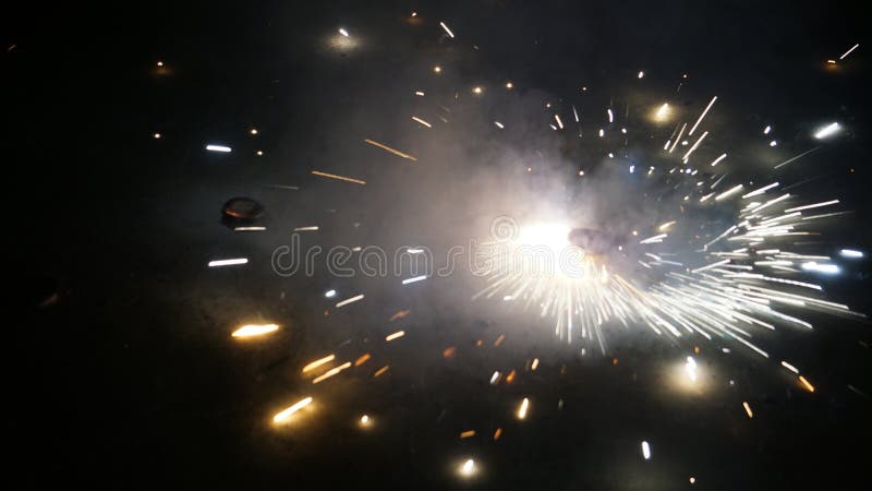 Burning Crackers, Fireworks in Evening Stock Image - Image of people ...