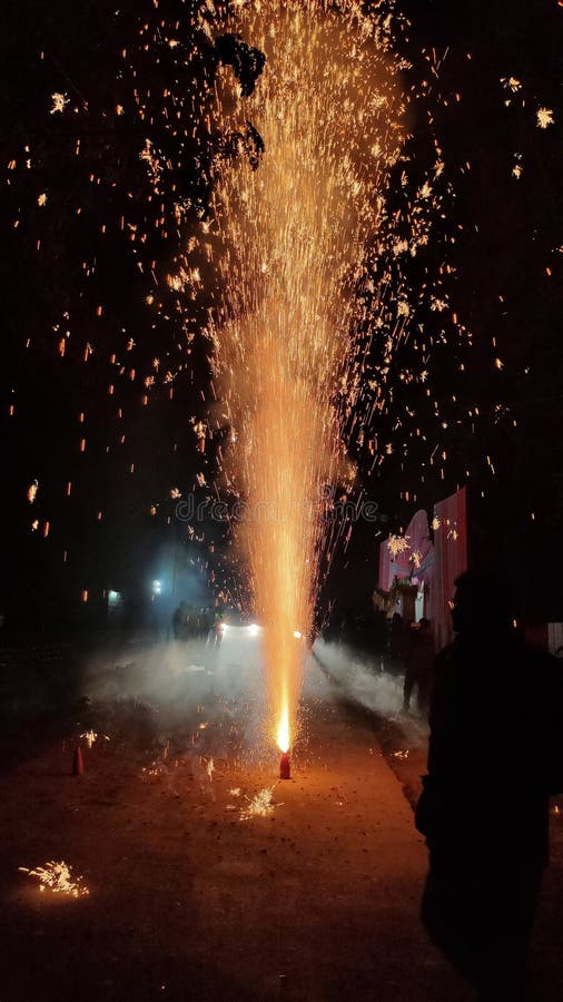 Burning Crackers, Fireworks in Evening Stock Image - Image of people ...