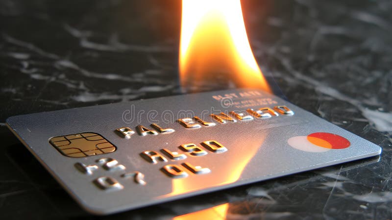 Burning Credit Card, on Black Stock Illustration - Illustration of ...