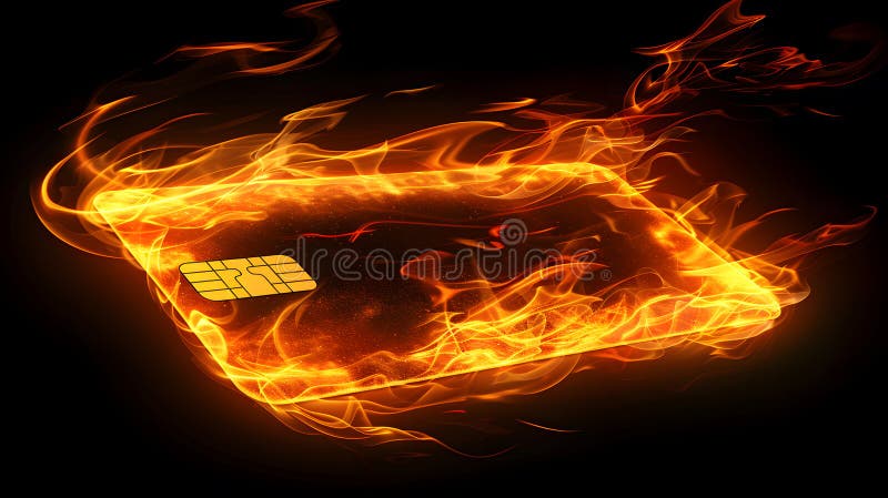 Burning Credit Card, on Black Stock Illustration - Illustration of ...