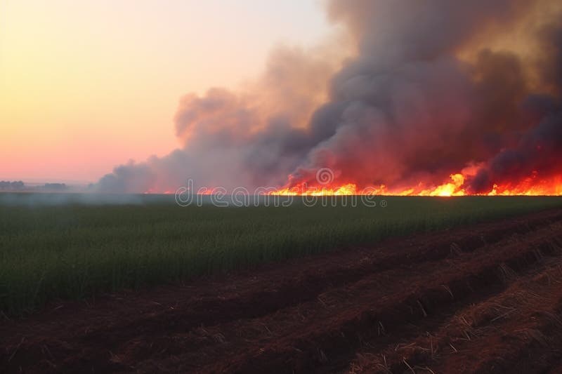 Burning Crop Fields, Smoke Rising Upwards Stock Image - Image of ...
