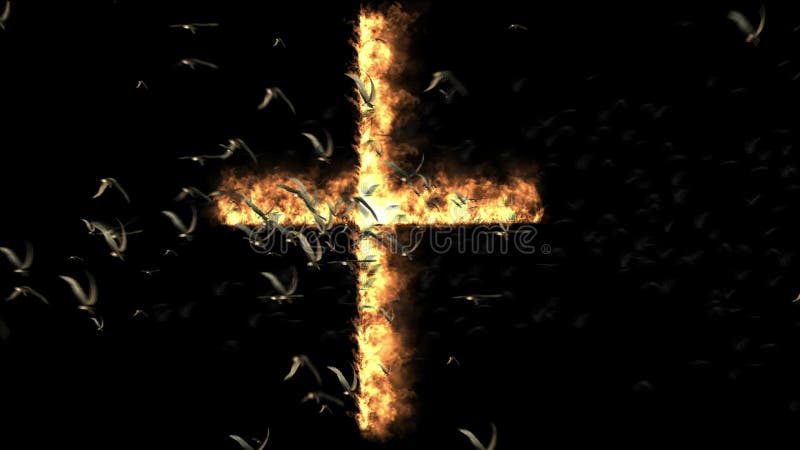 Burning Cross Symbol on Black Stock Footage - Video of religion, prayer ...