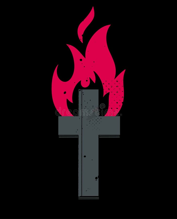 Burning cross stock vector. Illustration of bible, fire - 54073209