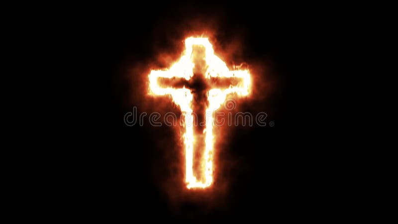 Burning Cross Symbol on Black Stock Footage - Video of religion, prayer ...
