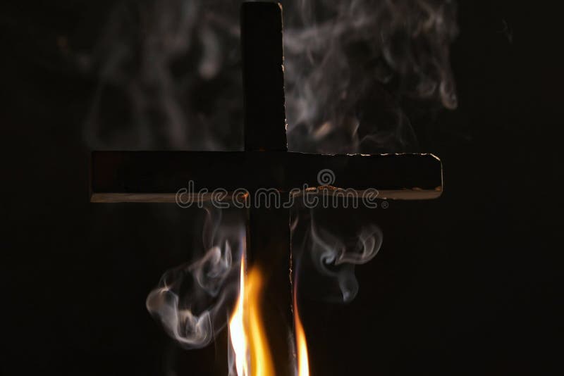 Burning cross falling down stock image. Image of christianity - 235822991