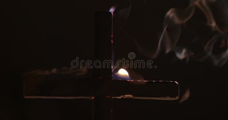Burning cross falling down stock video. Video of engulf - 257327313