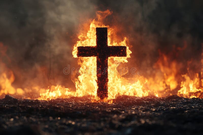 A Burning Cross at the Stake Symbolizing One of the Protestant Martyrs ...