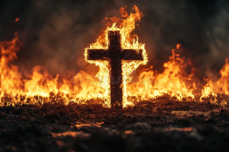 A Burning Cross at the Stake Symbolizing One of the Protestant Martyrs ...