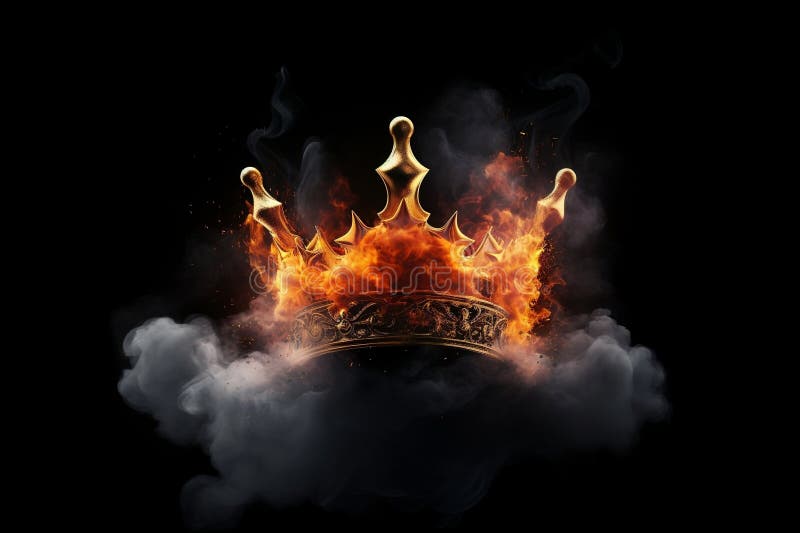 Burning Crown of Fire and Smoke. AI Stock Illustration - Illustration ...