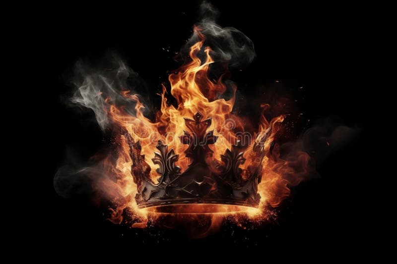 Burning Crown of Fire and Smoke. AI Stock Illustration - Illustration ...