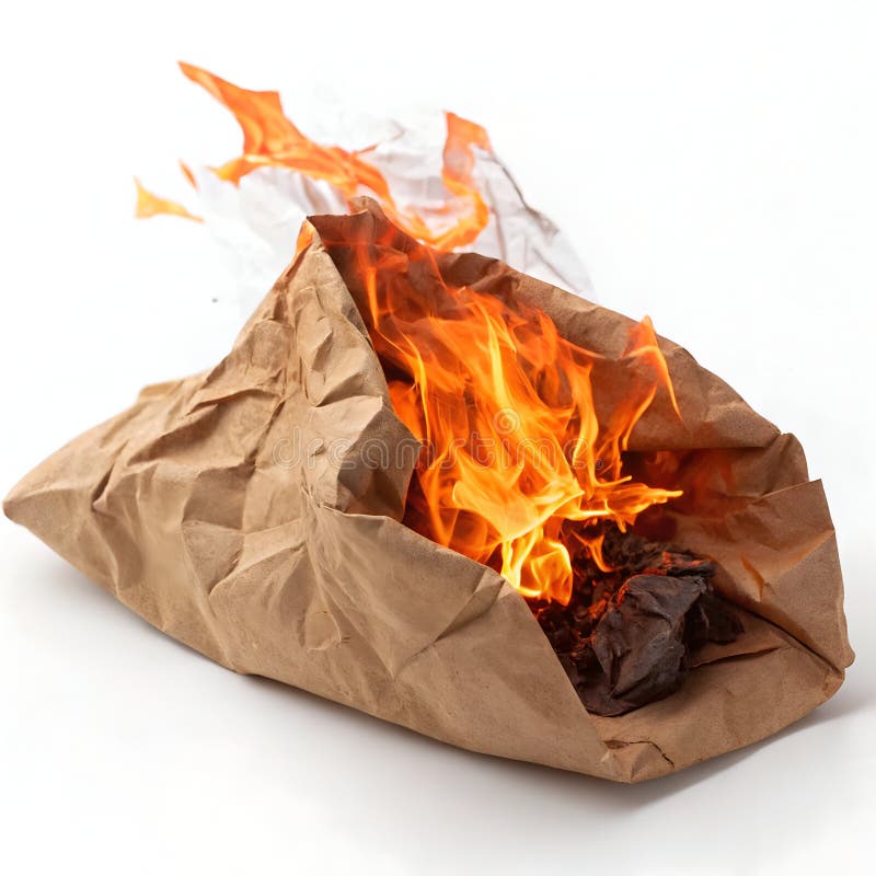 Burning Crumpled Brown Paper in Flames Stock Illustration ...