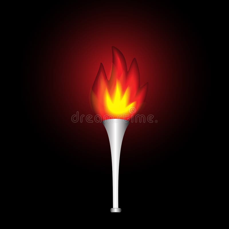 Burning in the Dark Realistic Torch Stock Illustration - Illustration ...