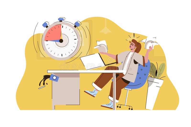 Burning Deadline Concept. Angry Employee Does Not Complete Work Task ...