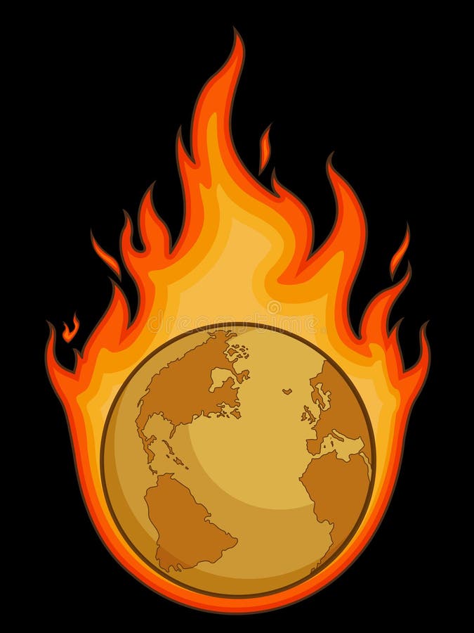 Burning Earth in Flames stock illustration. Illustration of danger ...