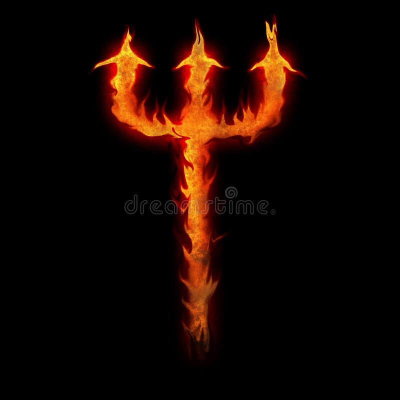 Burning Devils Trident Fork Stock Illustration - Illustration of ...