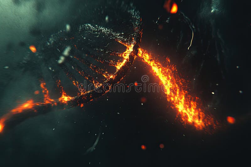 Fiery DNA Helix stock image. Image of evolutionary, black - 384385633