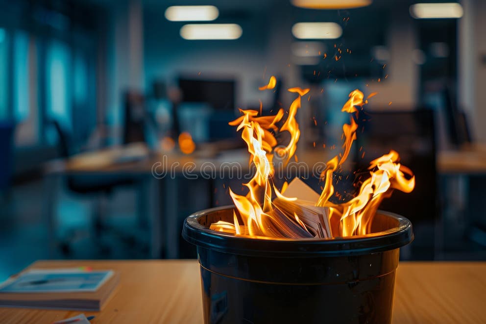 Burning Documents in a Trash Bin in an Office Environment. Conceptual ...