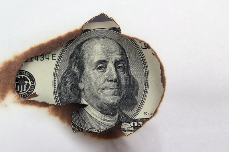 Burning dollar bill stock photo. Image of recession, bankruptcy - 31089940