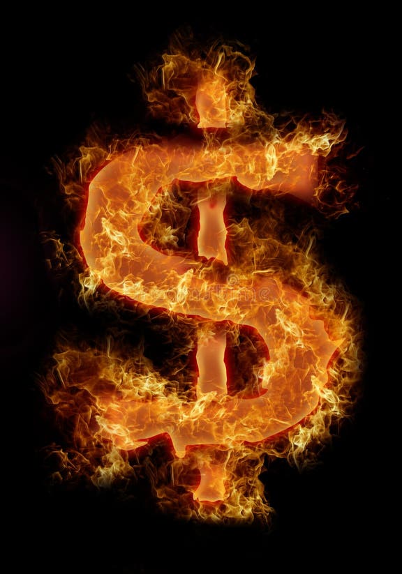 Burning dollar sign stock illustration. Illustration of information ...