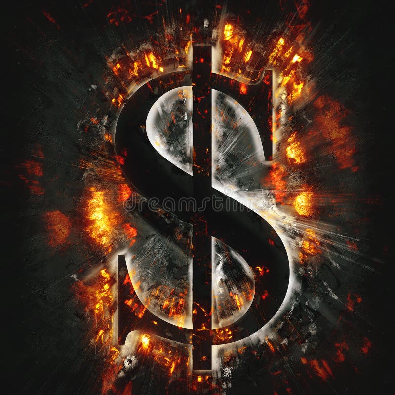 Burning dollar sign stock illustration. Illustration of flame - 66240102