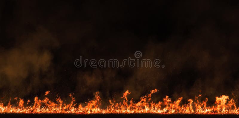Burning dry field in night stock image. Image of napalm - 175710343
