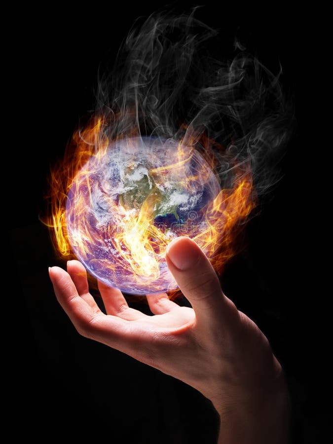 Burning Earth Globe West Hemisphere Stock Photo - Image of destruction ...
