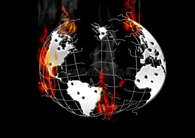 Burning Earth in Flames stock illustration. Illustration of danger ...