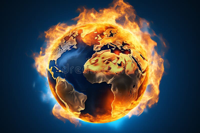 Burning Earth, AI Generated Stock Illustration - Illustration of atomic ...
