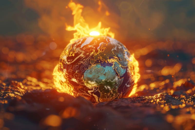 Burning Earth - Climate Change Concept Stock Illustration ...