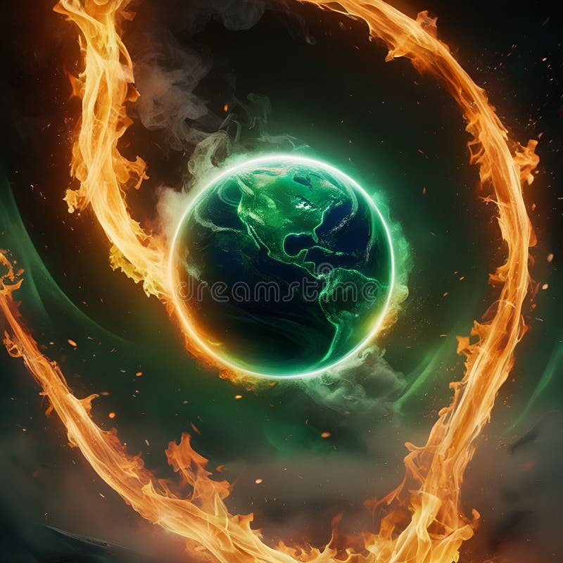 Earth Burning, Burning Earth in Fire, Globe Burning, Climate Change and ...