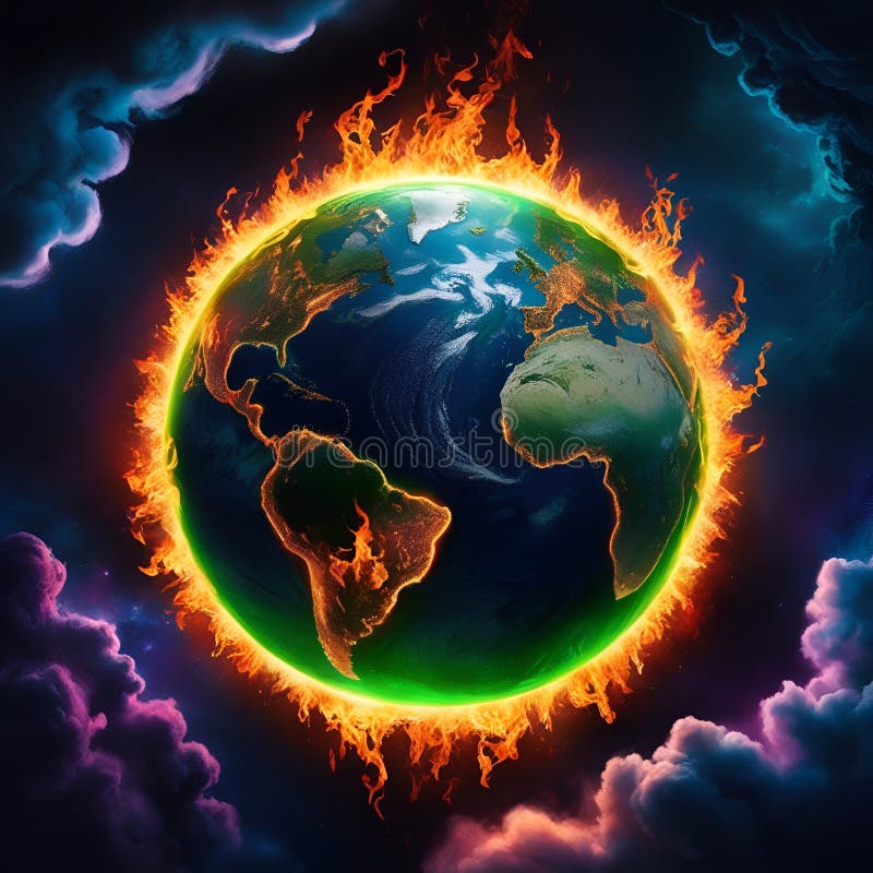 Earth Burning, Burning Earth in Fire, Globe Burning, Climate Change and ...