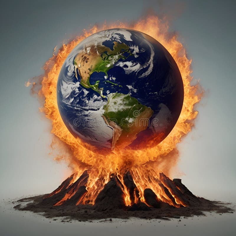 Global Warming, Globe Burning, Earth Burning, Burning Earth in Fire ...
