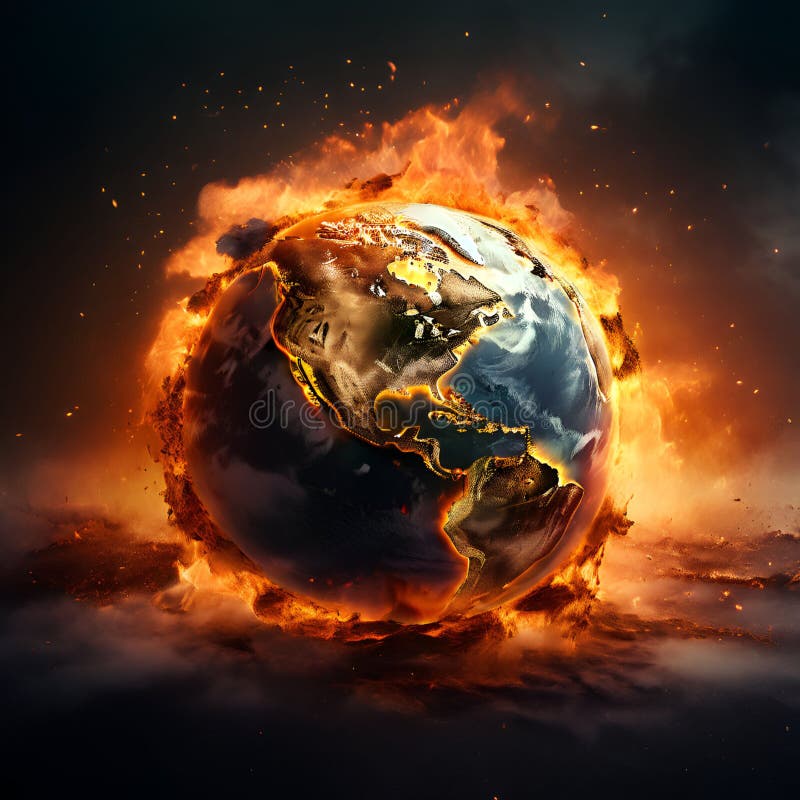 Globe Burning, Earth Burning , Global Warming Problem Concept, Social ...
