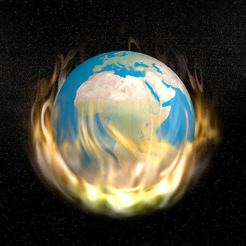 Burning earth - 3D render stock illustration. Illustration of ...