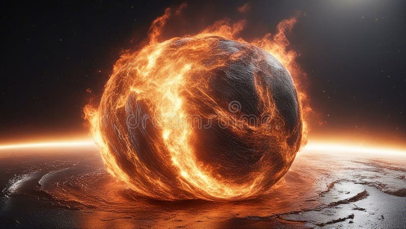 Burning Earth in Fire Cosmic Fire Stock Illustration - Illustration of ...