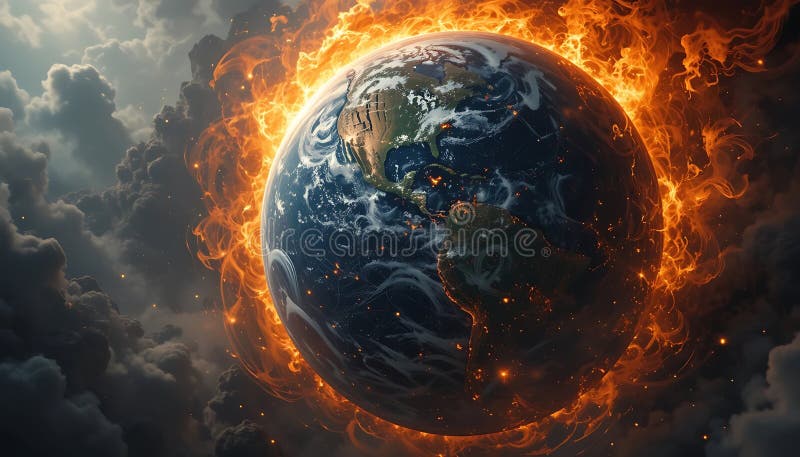 Burning Earth, Global Fire Disaster, Climate Change Apocalypse Stock ...