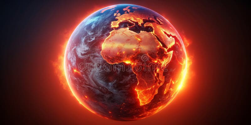 Burning Earth - Global Warming Concept 3D Render Stock Illustration ...