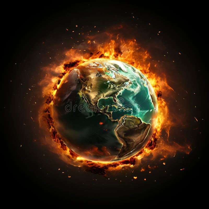 Earth Burning, Globe Burning, Global Warming Problem Concept, Social ...